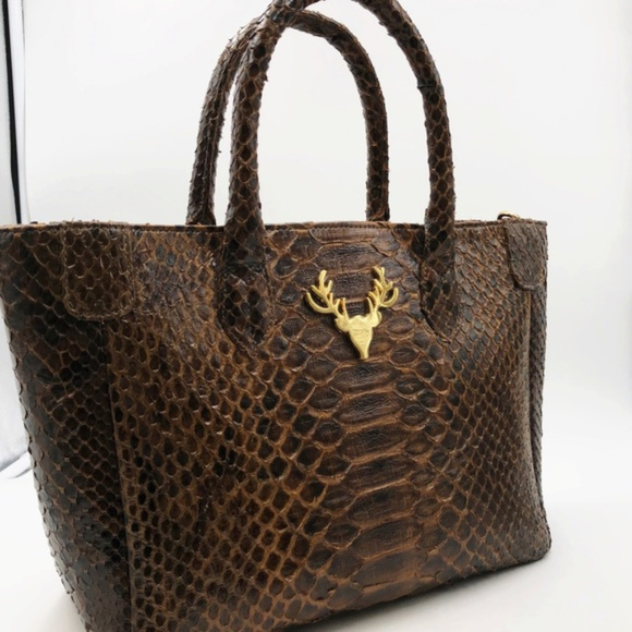 Taxidermy | Bags | Taxidermy Midi Mackle Brown Python Purse Handbag ...